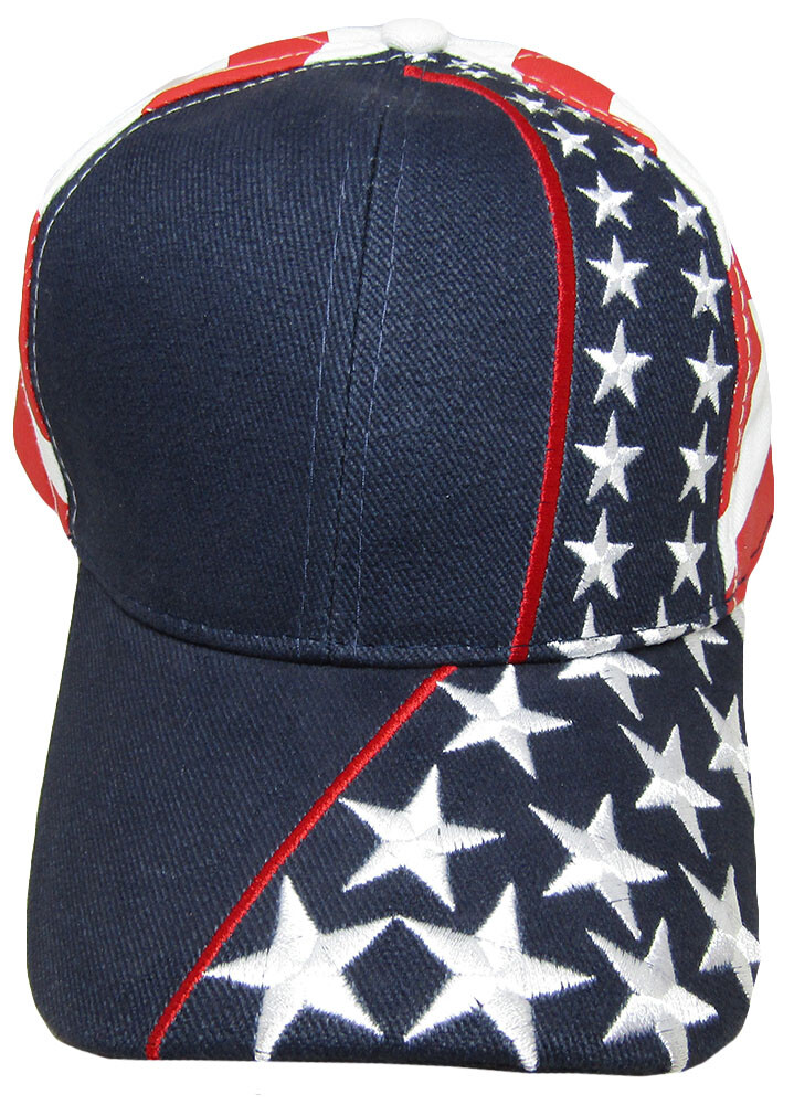 USA Embroidered Stars & Stripes 100% Cotton Embroidered Hat Cap | eBay