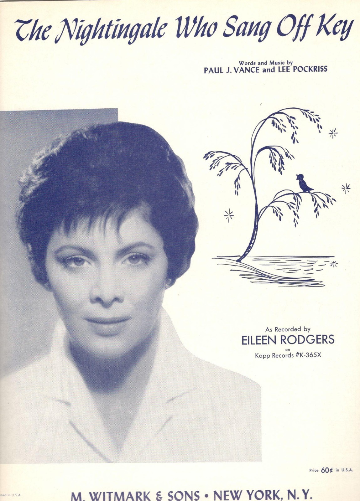 EILEEN RODGERS "THE NIGHTINGALE WHO SANG OFF KEY" SHEET MUSIC-1961-RARE ...