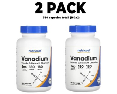 Nutricost, Vanadium with Chromium, 2 PACK, 2 mg , 180 Capsules each ...