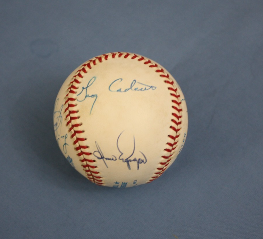 1990 New York Yankees team autographed baseball 15 signatures with Don ...