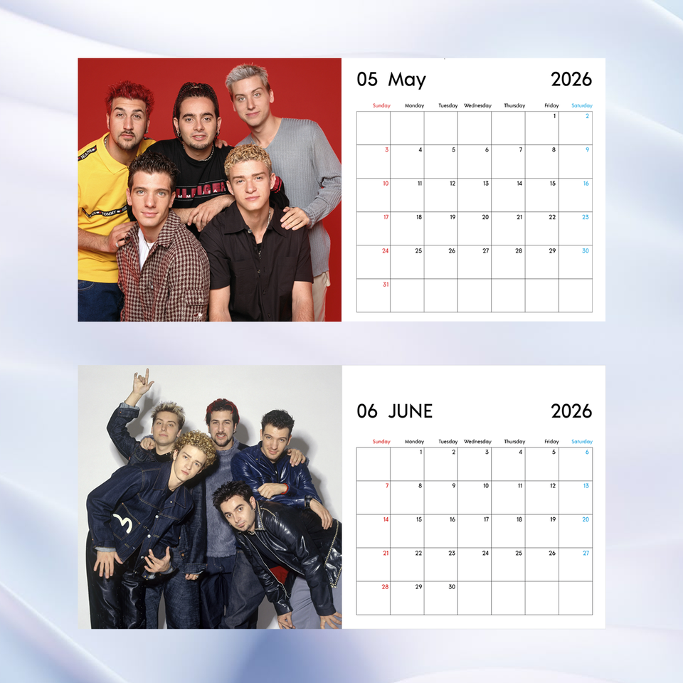 NSYNC 2026 Calendar, Boy Band Wall Calendar, Justin Timberlake Fan Gift ...