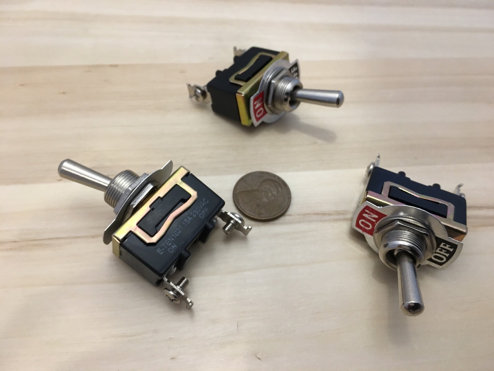 3 Pieces Black On Off 2 pin SPST Metal Toggle Switch 15a ac dc 1/2 ...