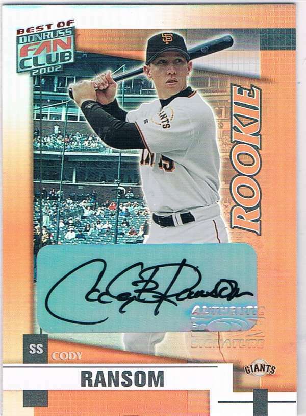 2002 Donruss Fan Club #231 Cody Ransom Rookie Card Auto /1350 | eBay