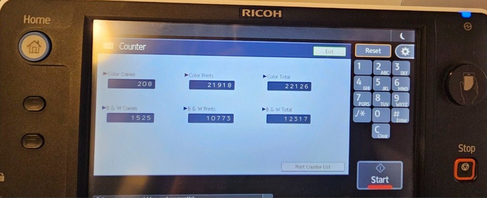 Richo Color MP C2003 MFP Copier with Fax/Scan/Print and Stapler. Low ...