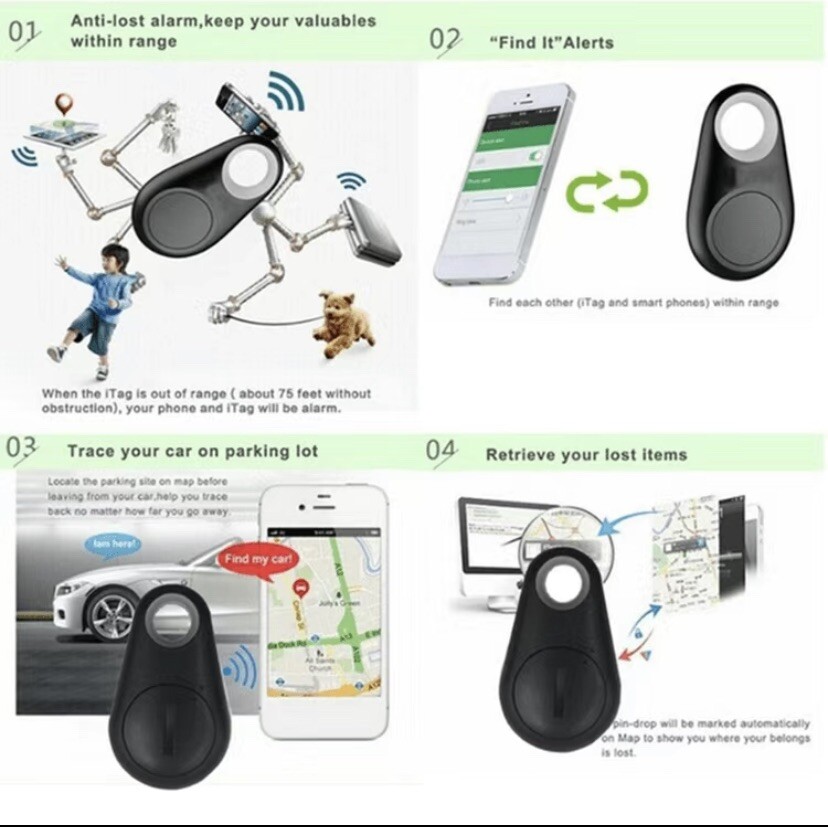 iTag Mini Keyring Bluetooth Locator Tracker Car GPS Tracking Anti-Lost ...