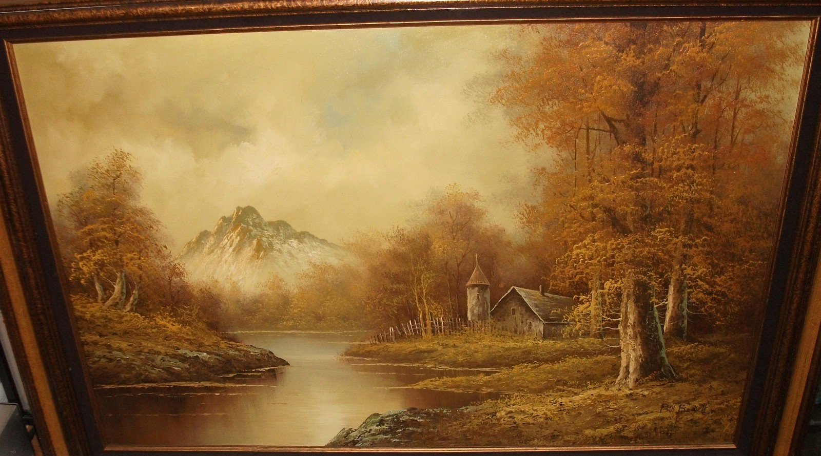 BILL BOSWELL LARGE OIL ON CANVAS RIVER SILO LANDSCAPE PAINTING | eBay