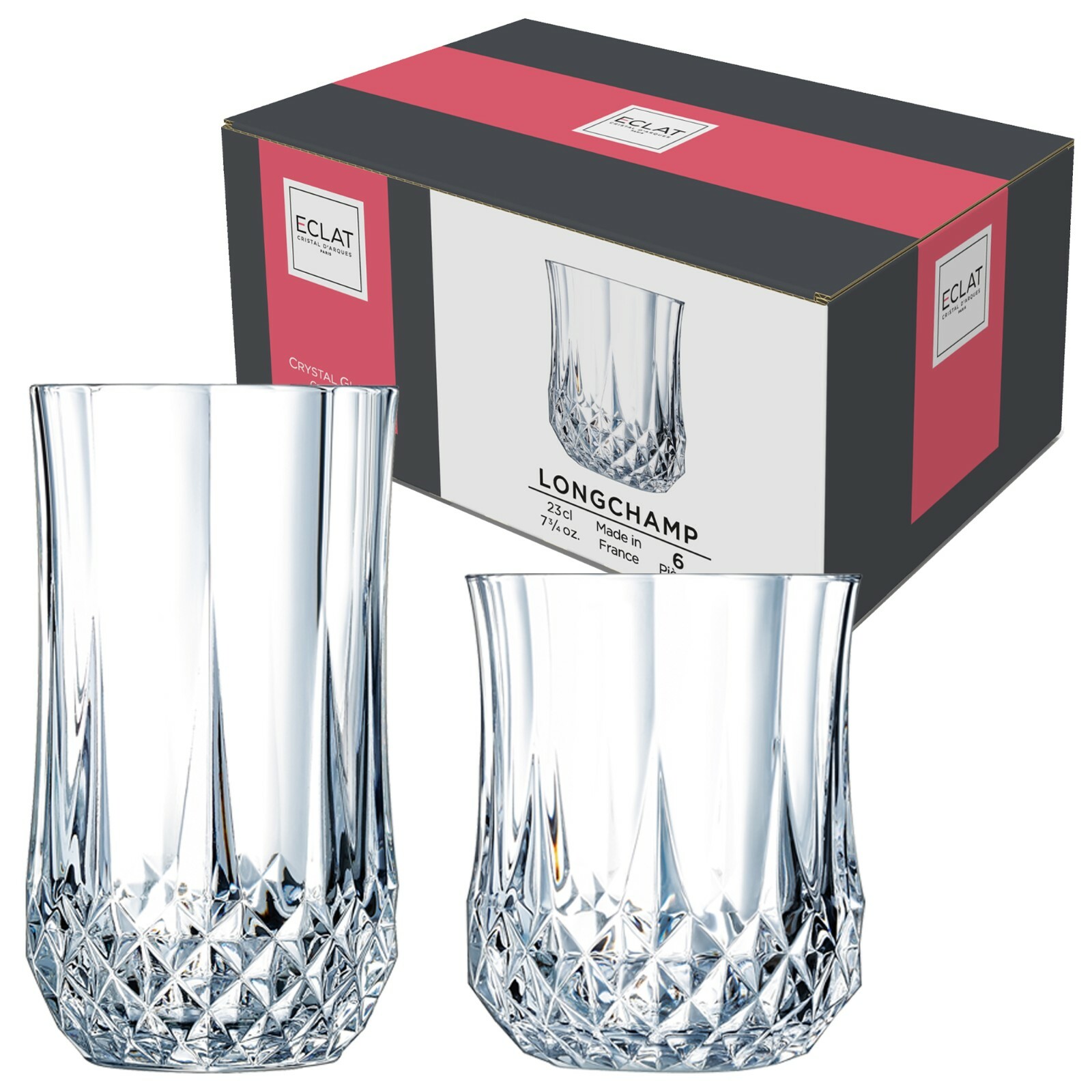 Eclat Cristal d'Arque Longchamp Crystal Drinking Diamond Glasses ...