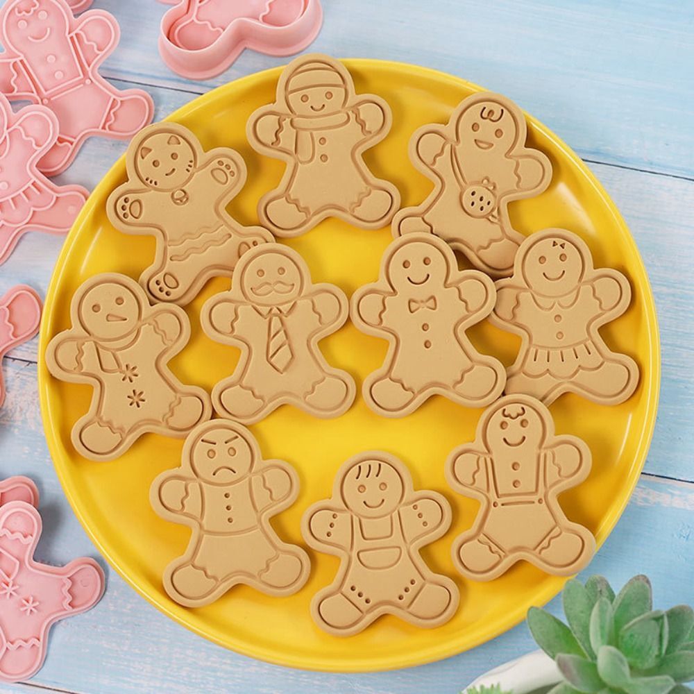 10Pcs/Set Gingerbread Man Christmas Cookie Molds Decorating Baking ...