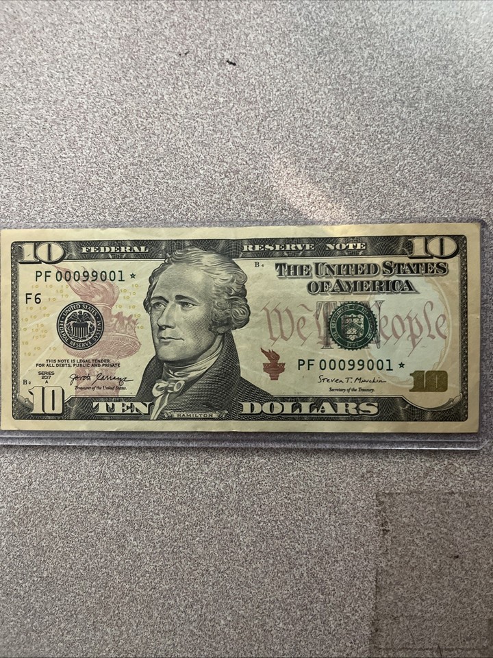 2017A $10 Federal Reserve Star Note Ten Dollar Bill Low Number Rare Run ...