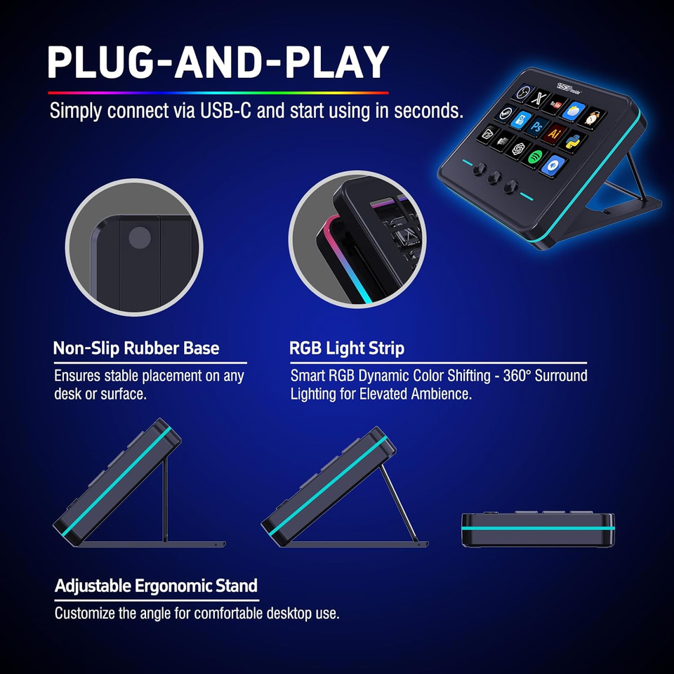 Macro Keypad, Stream Controller Deck Gaming Streaming Shortcut Keyboard ...
