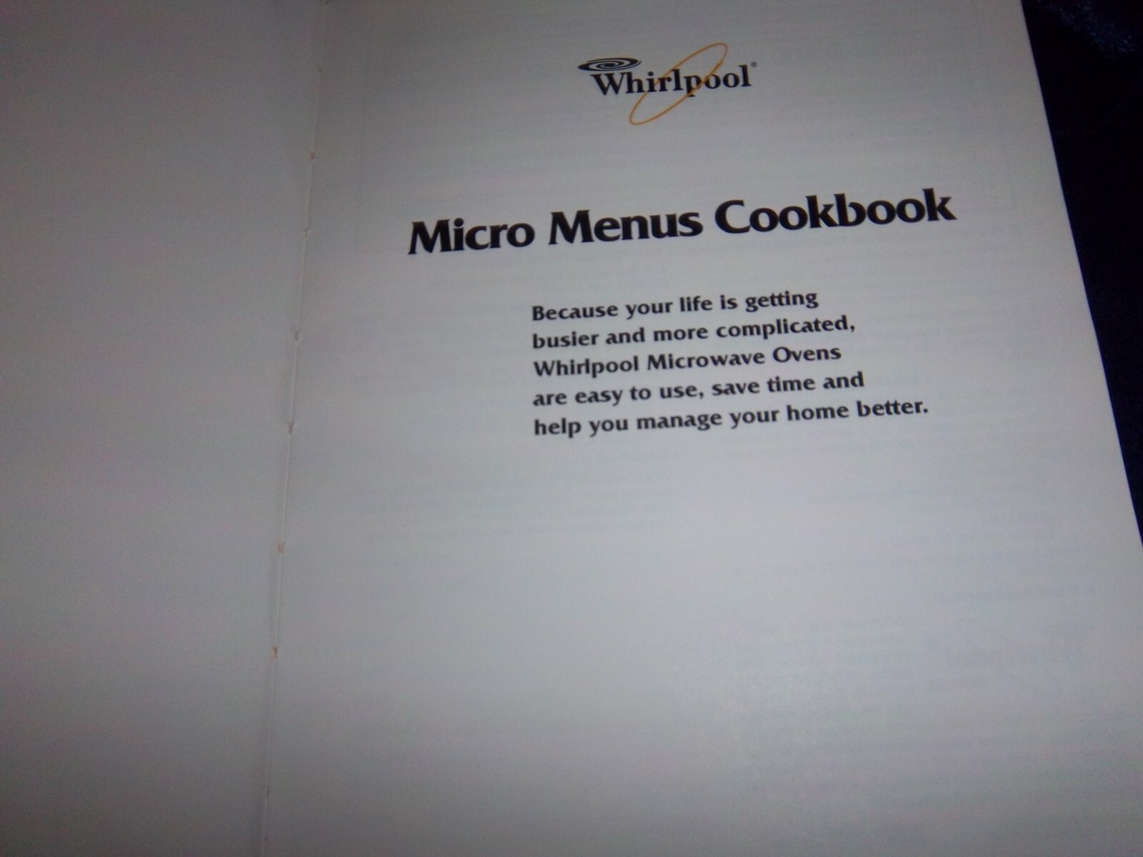 MICRO MENUS COOKBOOK Recipes and Instructions for Whirlpool Microwave ...