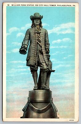 William Penn Statue City Hall Tower Philadelphia PA Postcard | eBay