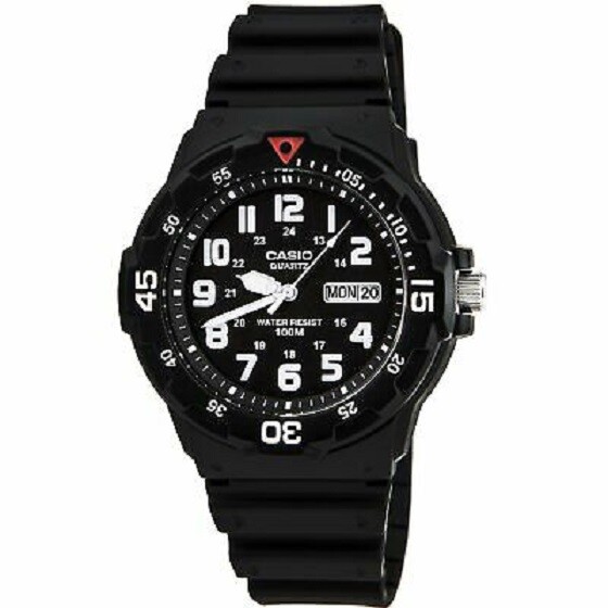 Casio MRW200H Series Men's black Rubber Strap Day Date Analog Sports ...