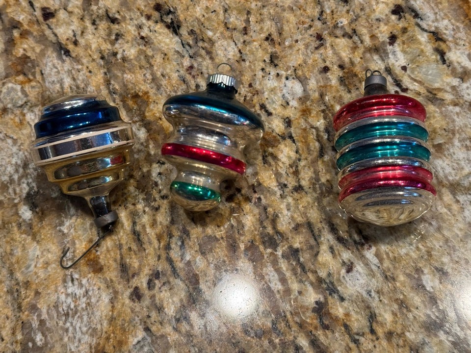 Unique Shiny BRITE CHRISTMAS ORNAMENTS UNIQUE SHAPES lot Of 3 | eBay