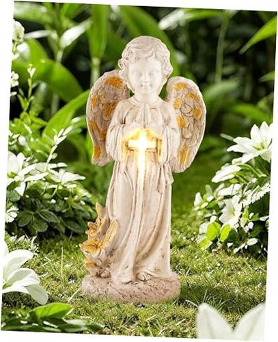 Solar Powered Angel Statue for Garden & Cemetery, 12" Waterproof ...