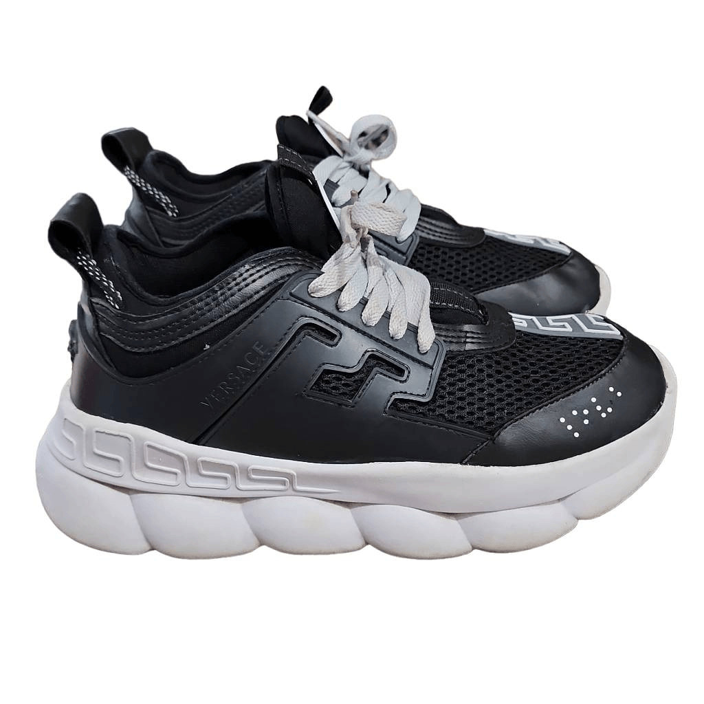 Versace Mens Chain Reaction Leather Sneakers Athletic… - Gem