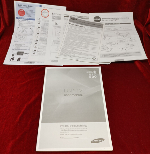 SAMSUNG LCD TV User Manual SERIES 6 For Models #610 & #630 + Quick ...