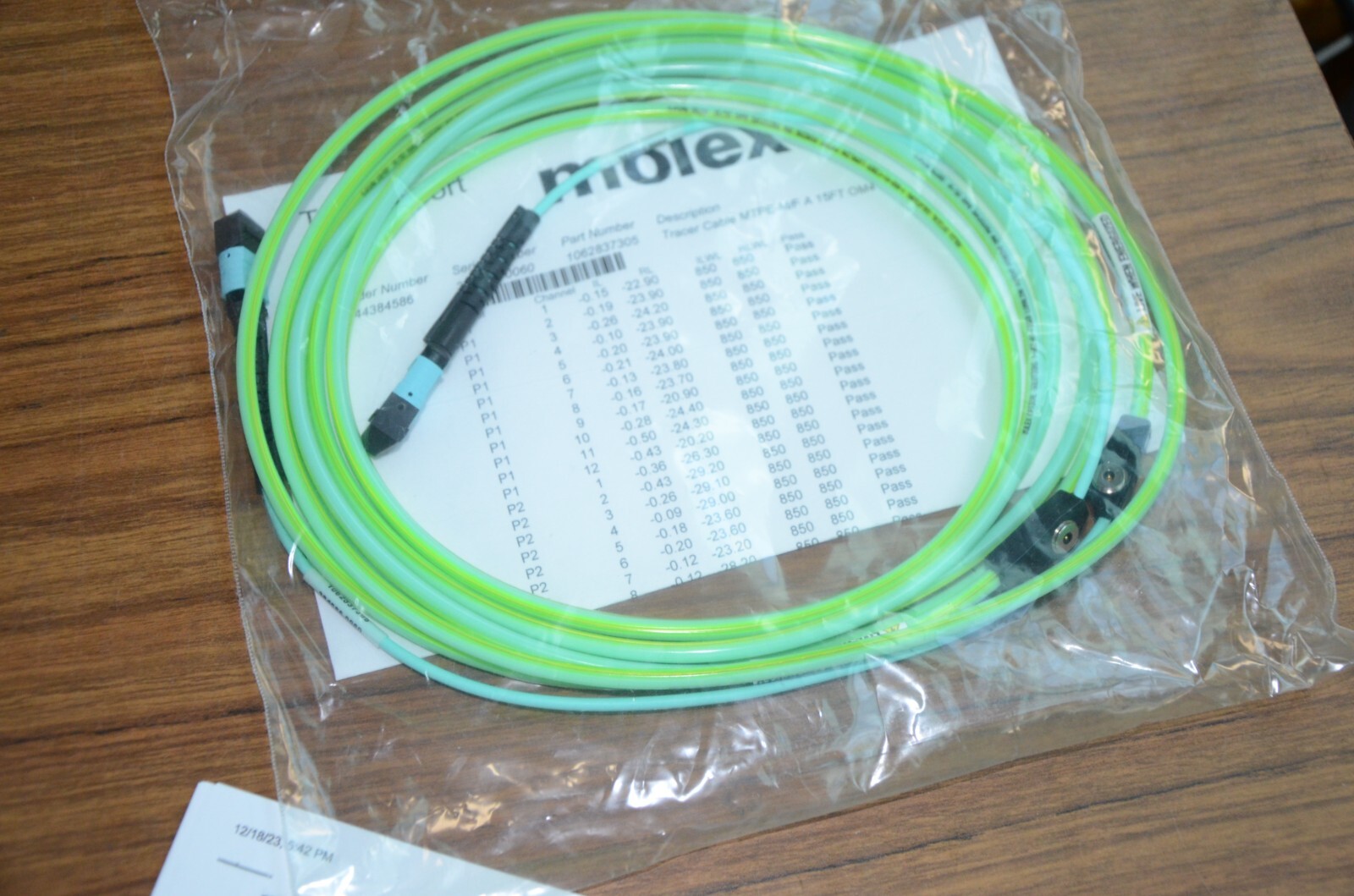 Tracer Cable MTPE-M/F 15FT OM4 Molex 106283-7305 Lumalink Optical ...