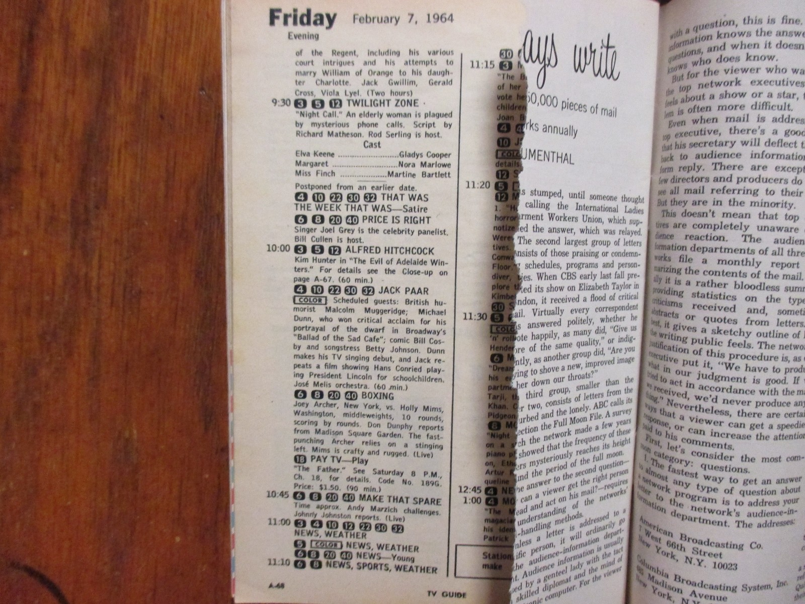 1964 TV Guide(MY FAVORITE MARTIAN/BILL BIXBY/ROBYN GRACE/JASON ROBARDS ...