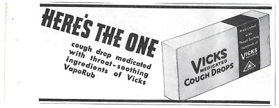 1937 Vicks Medicated Cough Drops VapoRub Ingredients Soothing Vintage ...