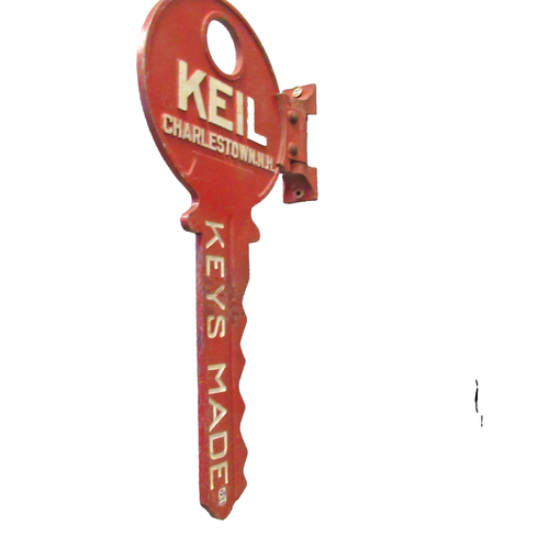 VINTAGE KEIL CHARLESTON N.H. KEYS MADE CAST ALUMINUM SIGN W/MOUNTING ...