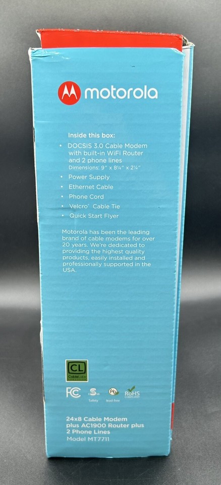Motorola MT7711 24x8 Cable Modem + AC1900 Wi-Fi Router-Black | eBay