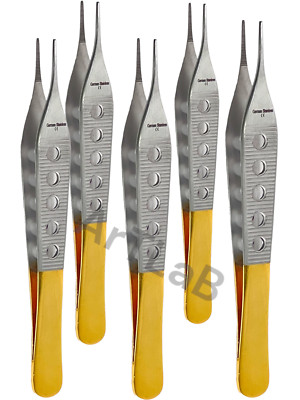 Fine Serrated Tip Adson Dressing Forceps 4.75" w/ Gold Perforated ...