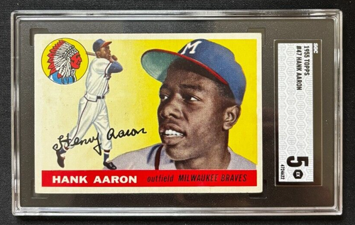 1955 Topps #47 Hank Aaron HOF SGC 5 EX Milwaukee Braves (2nd Year ...