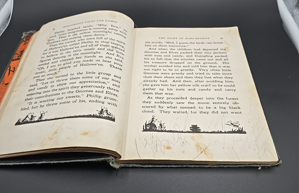 1928 Hallowe'en Tales & Games HC Ethel Owen Illustr. Elenore Mineah ...