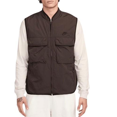 Nike Mens Tech Brown UPF 40+ Sportswear Vest Full Zip Utility Pockets ...
