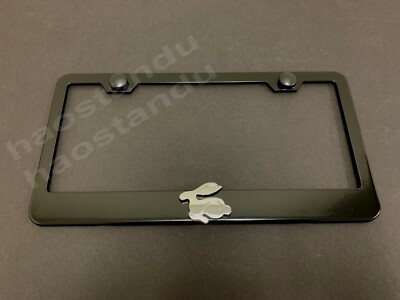 1x RABBIT 3D Emblem BLACK Stainless License Plate Frame RUST FREE ...