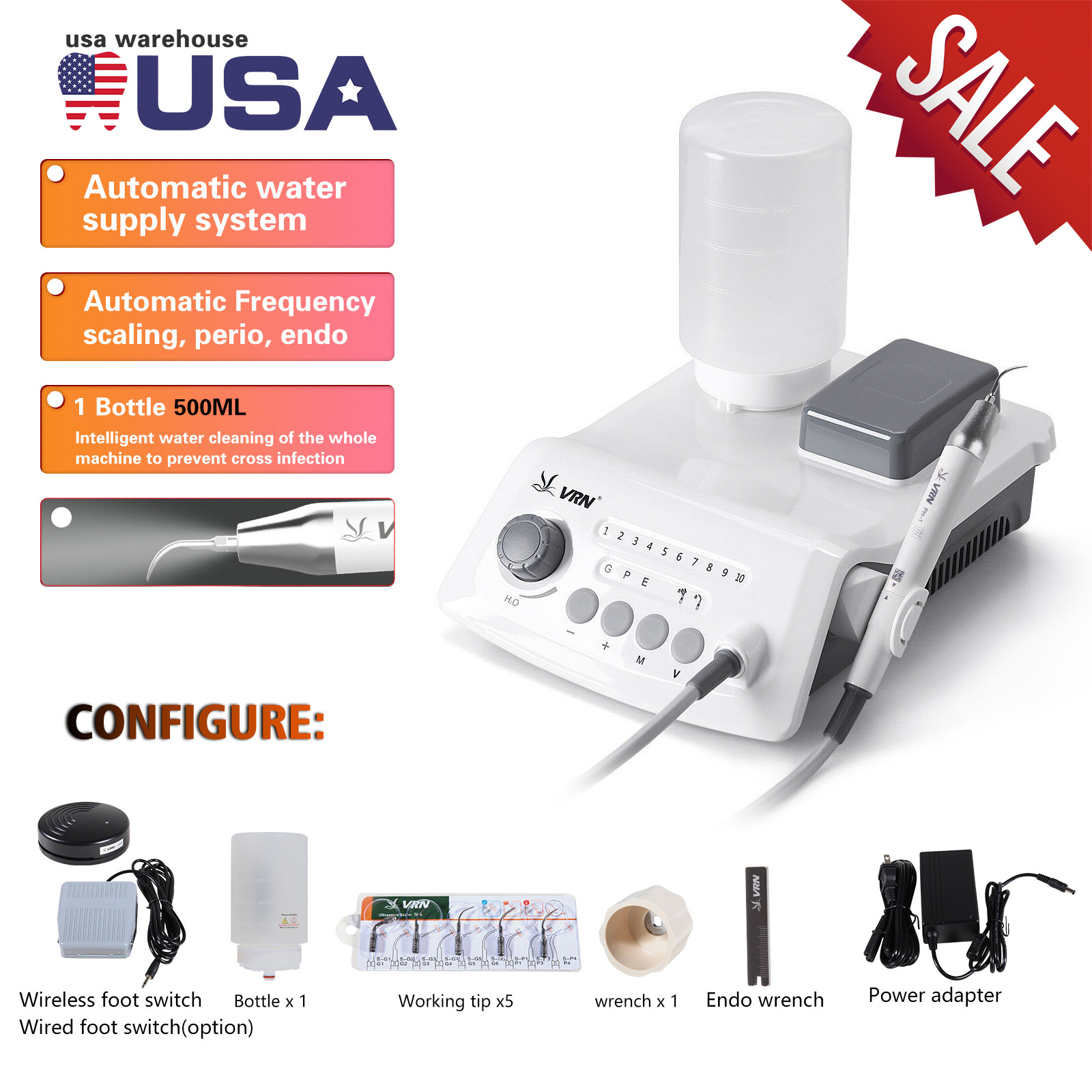 Dental Ultrasonic Scaler fit EMS Cavitron Woodpecker+ LED Handpiece ...