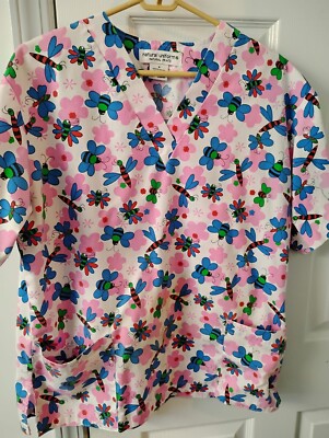 Natural Uniforms 2 Pocket Dragonfly/Bumblebee Scrub Top Size S (Fits ...