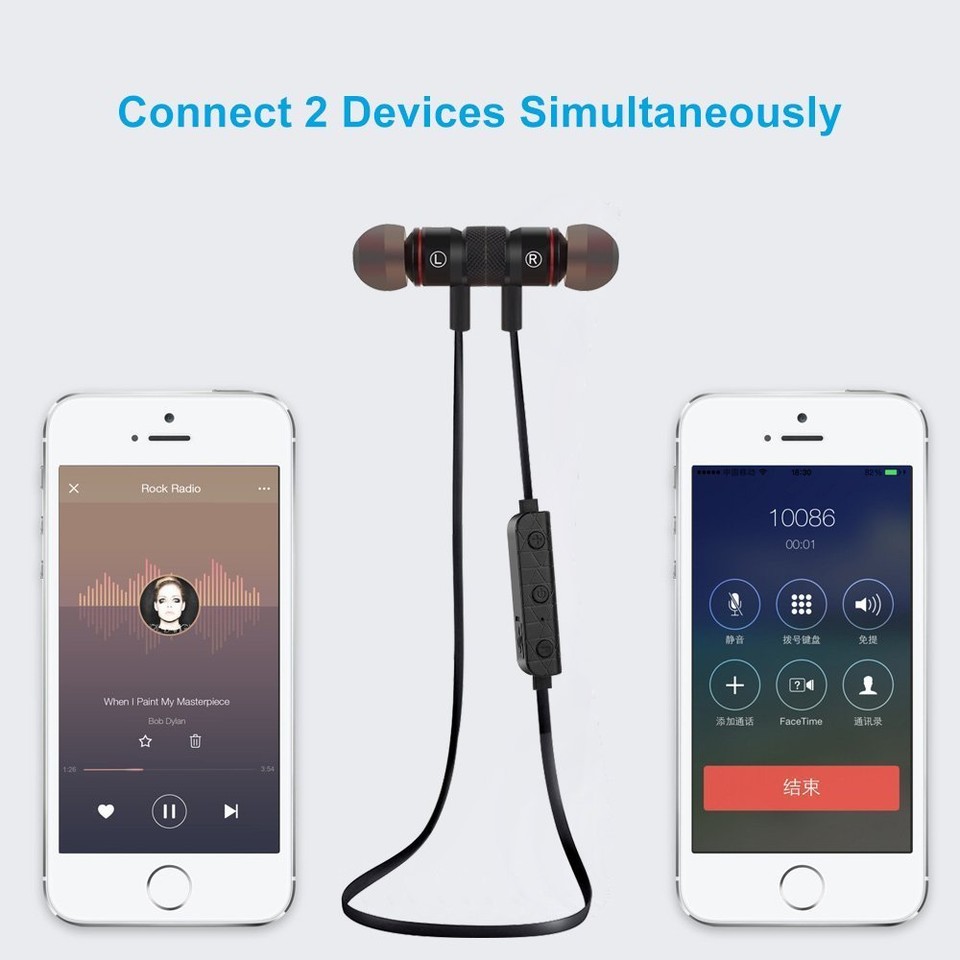 In-ear Wireless Sports Magnetic Earphones Built-in Mic Noise ...
