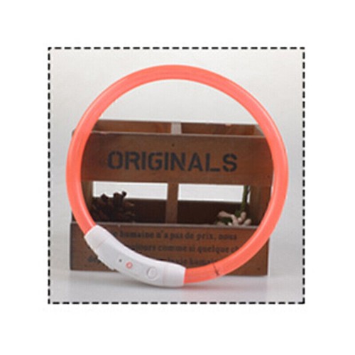 Rechargeable LED Luminous Necklace Pet Dog Collar W/ USB Charging Cable ...