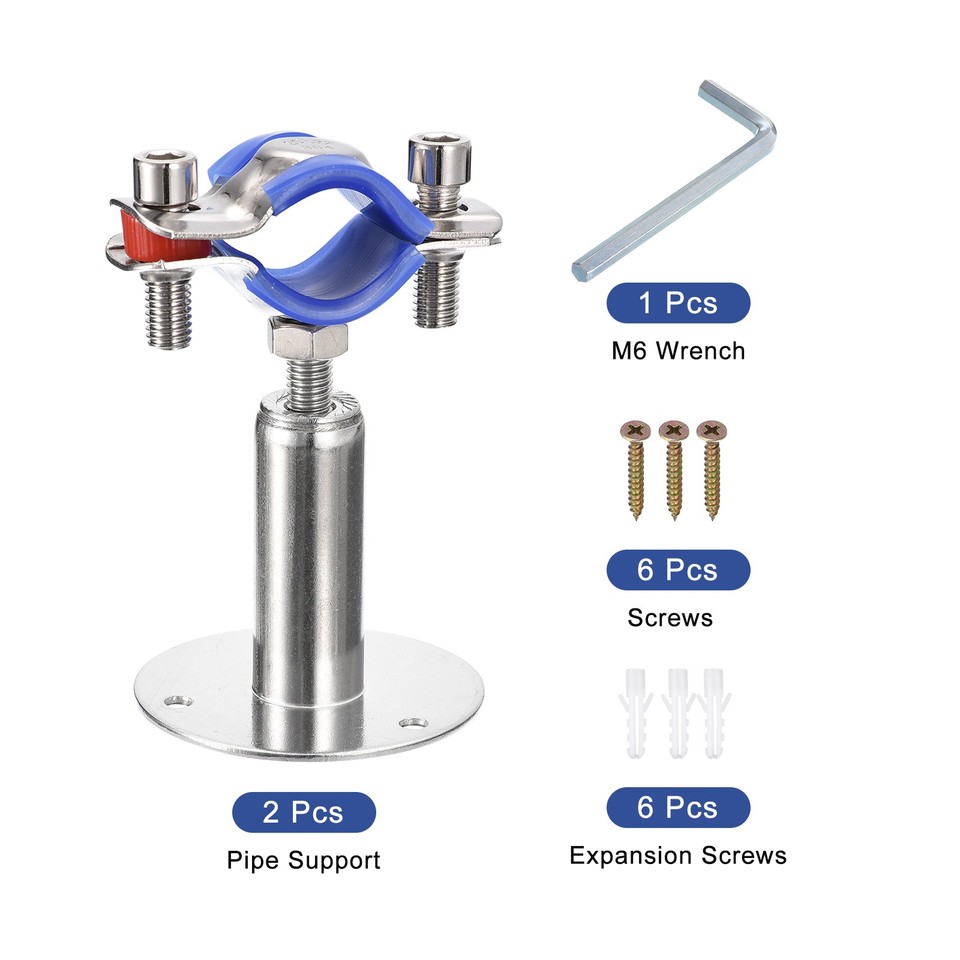 2Pcs Pipe Supports Adjustable Pipe Bracket Clamp Pipe Strap Fit for 25 ...