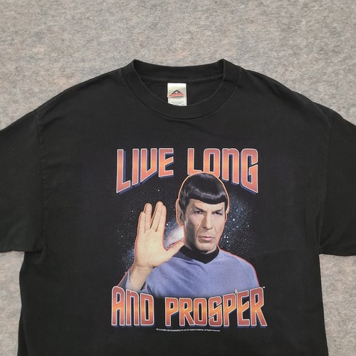 2008 Star Trek Mens Shirt Large Black Graphic Mr. Spock Live Long And ...