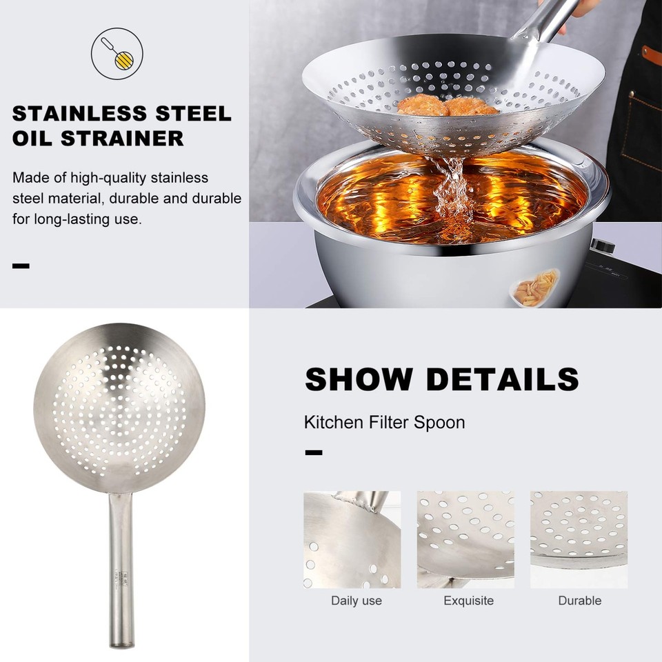Meat Slotted metal mandarin strainer Skimmer Stainless Steel Colander ...