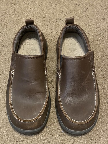 Crocs Denton Leather Loafers Brown Mens Size 8 11104 Slip On | eBay