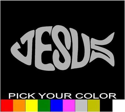 JESUS fish sticker 200mm All colours - Christian Religious Car Sticker ...