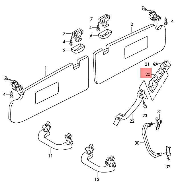NEW VW AMAROK BRACKET FOR GRAB HANDLE A-PILLAR 2H0810413 ORIGINAL | eBay
