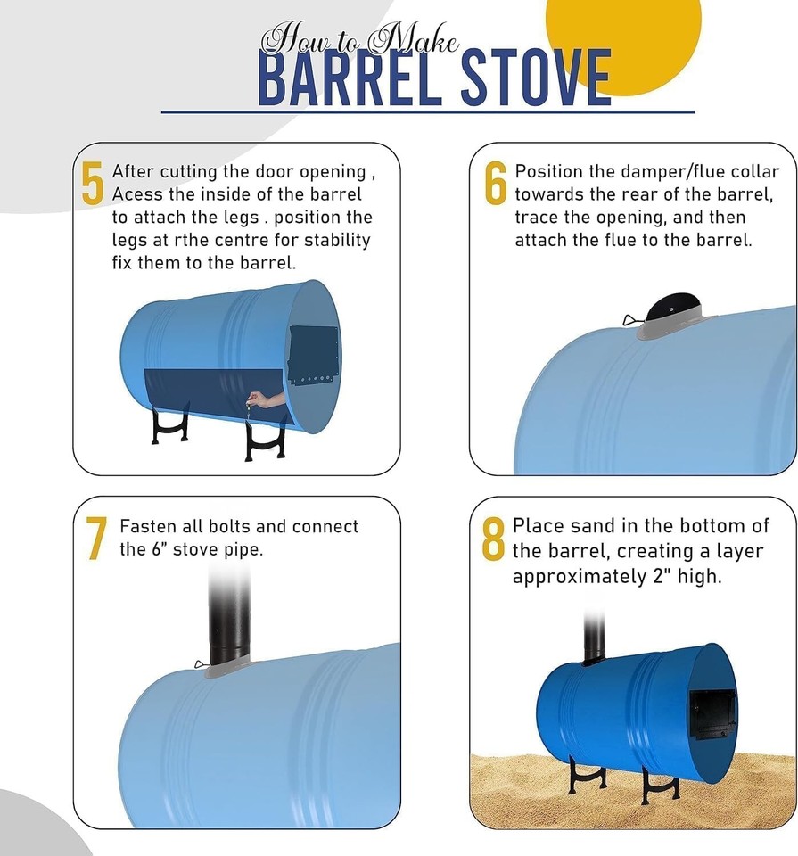 barrel wood stove kit for 55 Gallon Drum–Perfect For 30-55 Gallon Wood ...