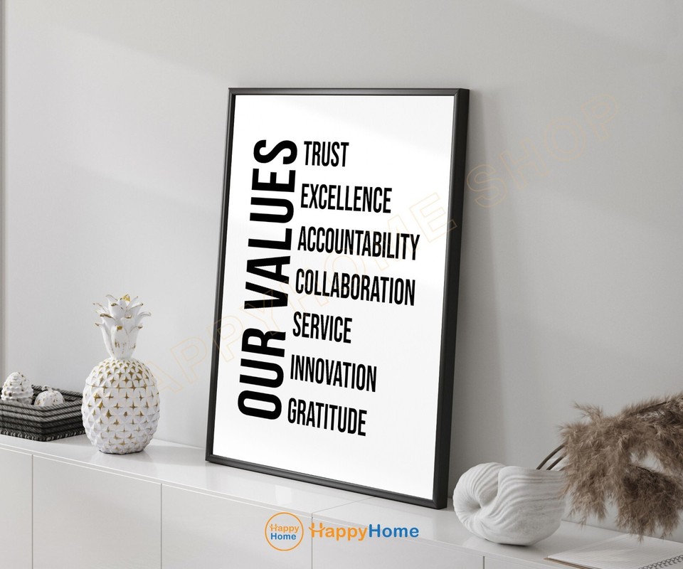 Our Values Wall Art Bussiness Core Values Office Decor Entrepreneur ...