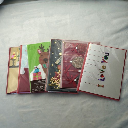 NWT Papyrus Christmas Holiday Cards 6 Lot Unique 3D Embellished Designs ...