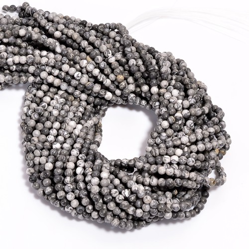 Natural Map Stone Jasper Gemstone Round Smooth Beads 4X4.5 mm Strand 15 ...