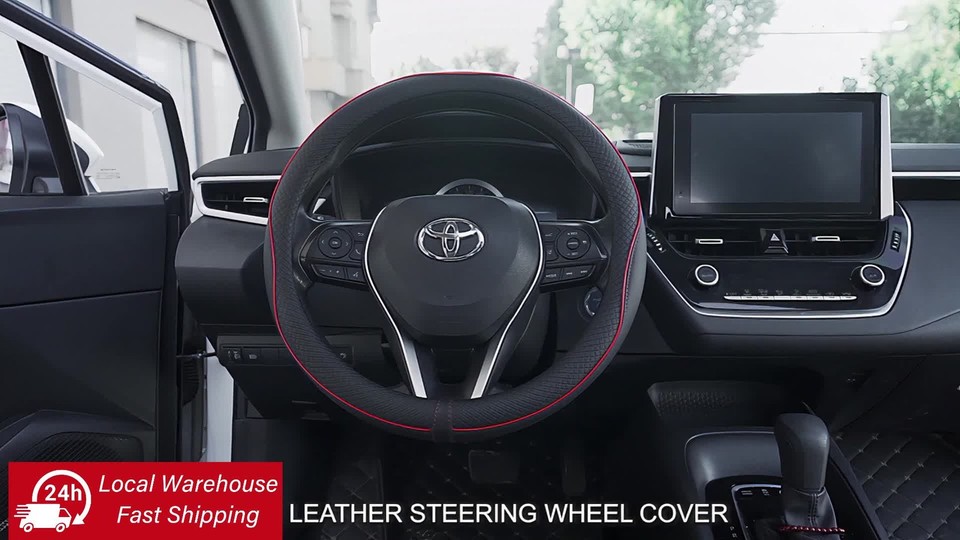 Red TRD Sport Leather Steering Wheel Cover for 2010-2024 Toyota 4Runner ...