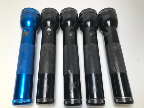 Lot Of 5 MAG-LITE Flash Lights USA Working Maglites D Batteries ...