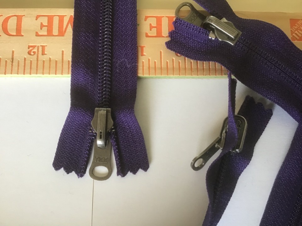 YKK Zippers, 15” Dk Purple, reversible pull 5N, closed end, 4 for $6.00 ...