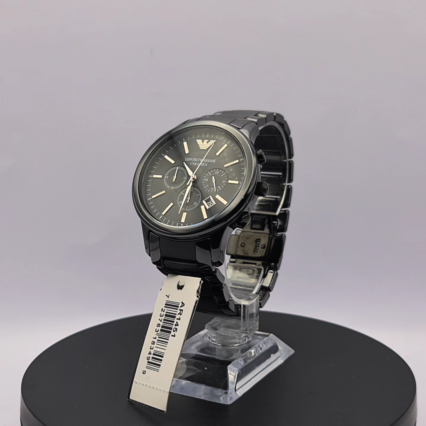 BRAND NEW EMPORIO ARMANI AR1451 LUXURY BLACK DIAL CERAMIC MENS WATCH ...