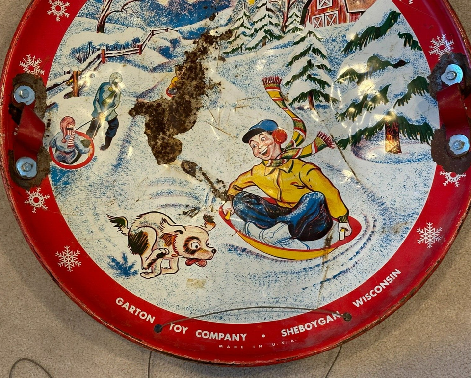 Vintage 1950s Sno-Flake Sled Disc Saucer Metal Garton Toy Sheboygan WI ...